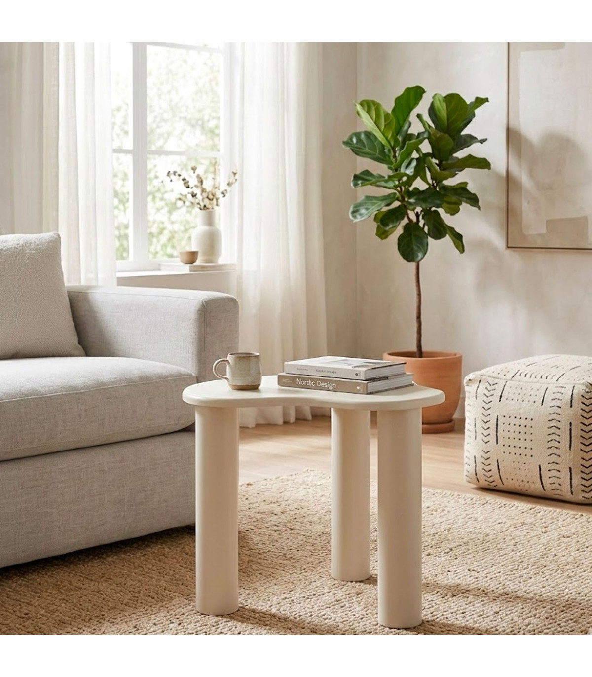 Beige side table design 45x45x40cm